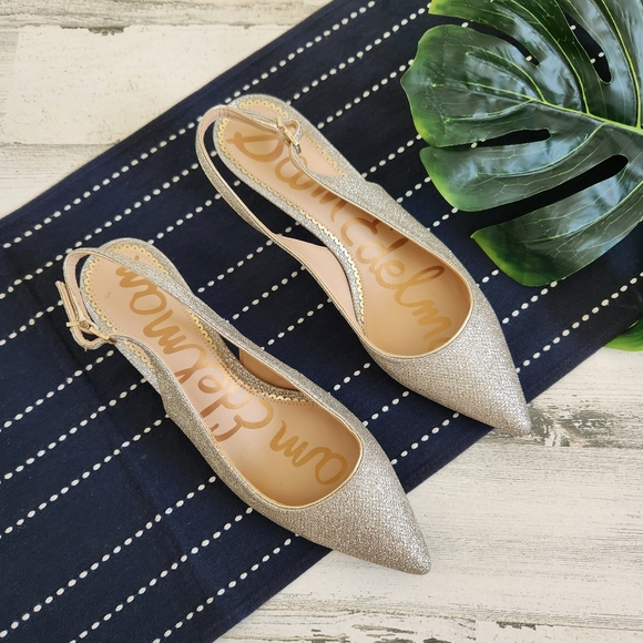Sam Edelman | Shoes | Sam Edelman Ludlow Slingback Kitten Heel Pumps Glitter 95 | Poshmark